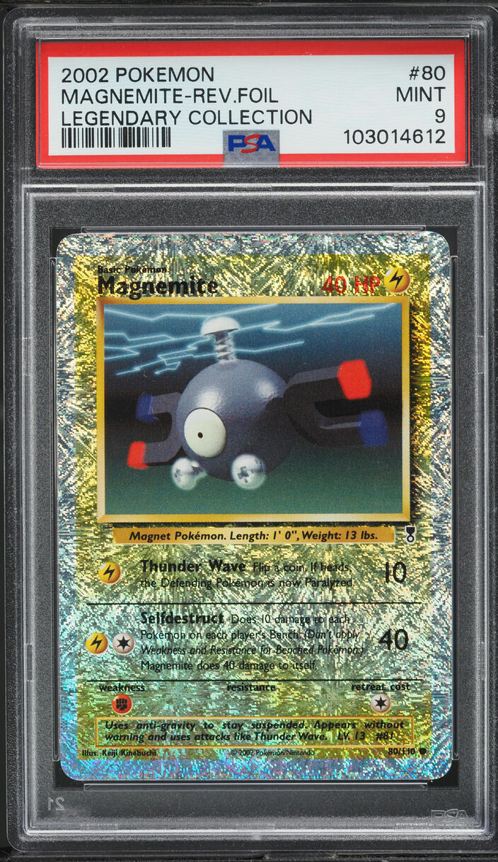 2002 Pokemon Legendary Collection Reverse Holo Magnemite #80 PSA 9 MINT ...
