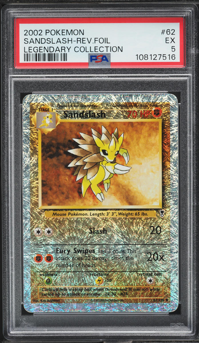 2002 Pokemon Legendary Collection Reverse Holo Sandslash #62 PSA 5 EX ...