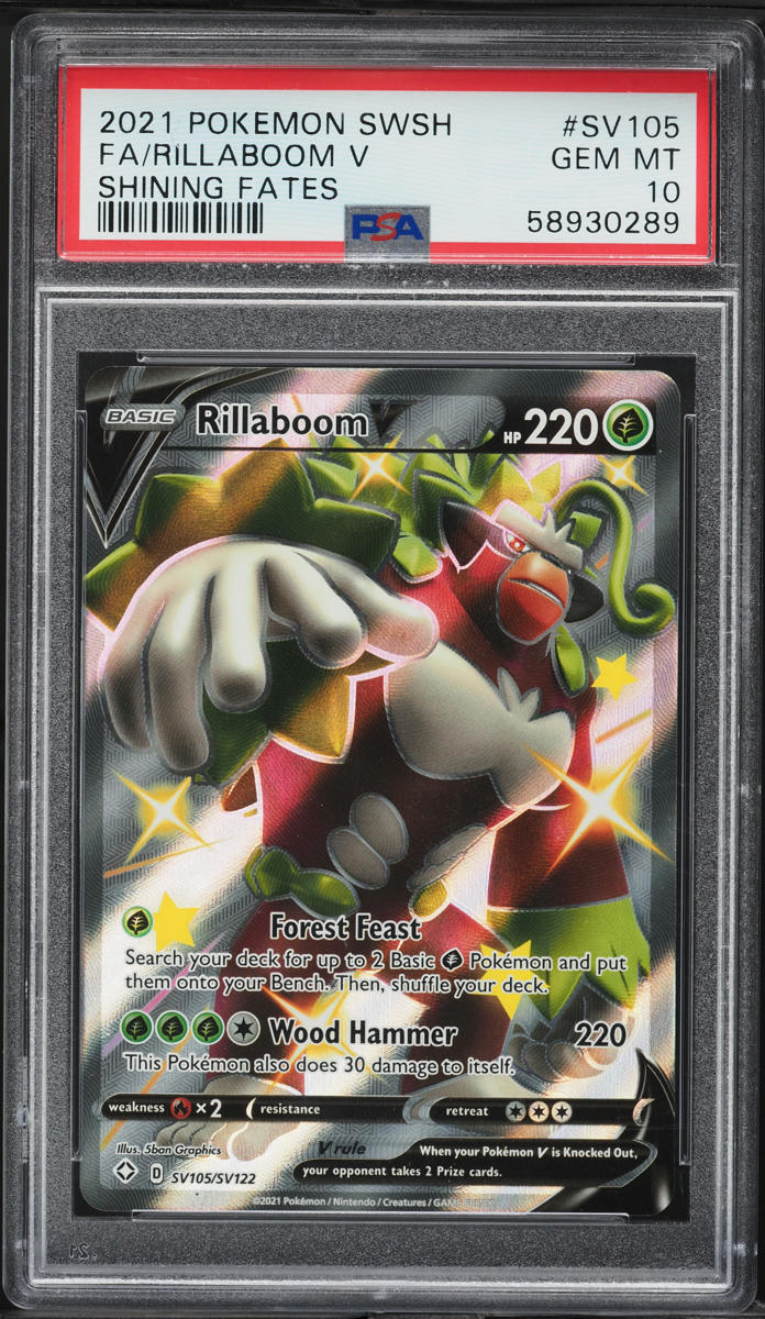 2021 Pokemon SWSH Shining Fates Full Art Shiny Rillaboom V #SV105 PSA ...