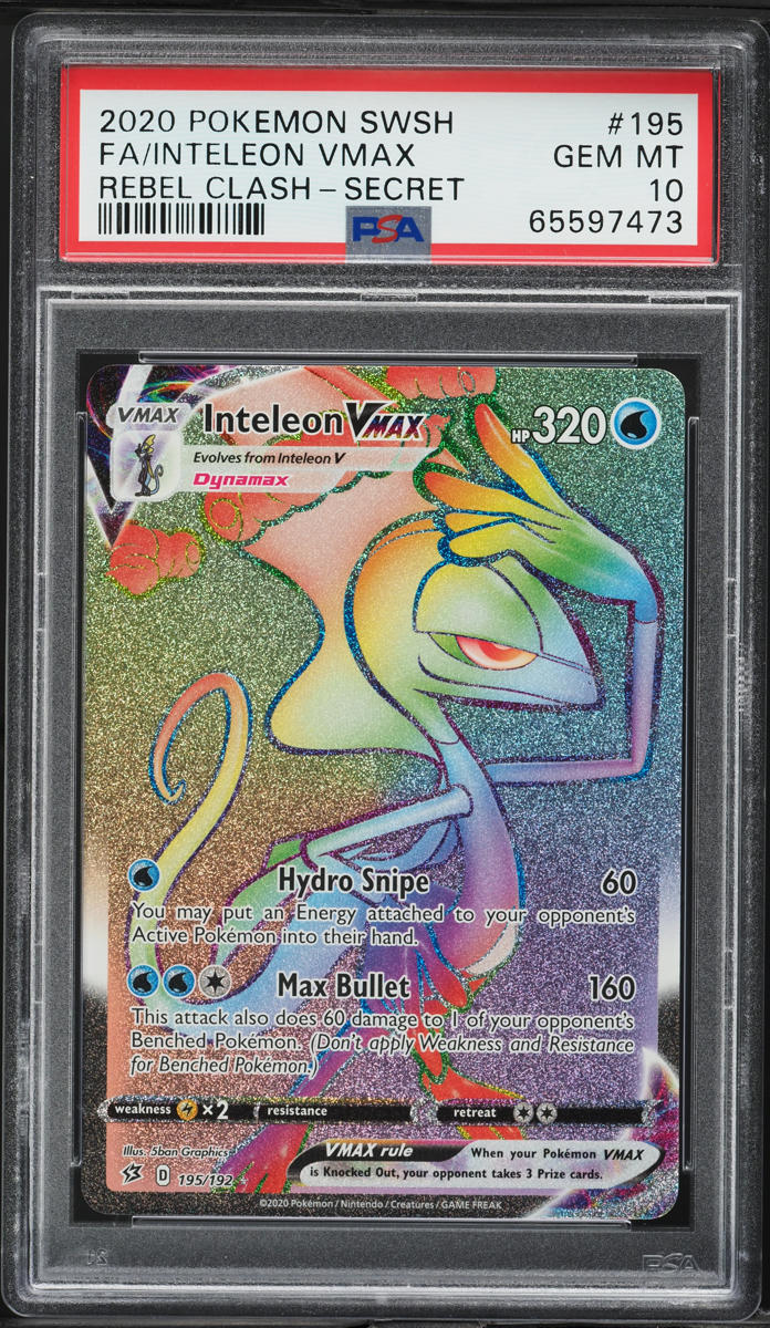 2020 Pokemon Sword & Shield Rebel Clash Rainbow Rare Inteleon VMAX #195 ...