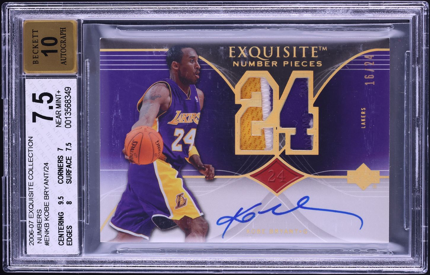 2006 Exquisite Collection Number Pieces Kobe Bryant PATCH AUTO /24 BGS ...