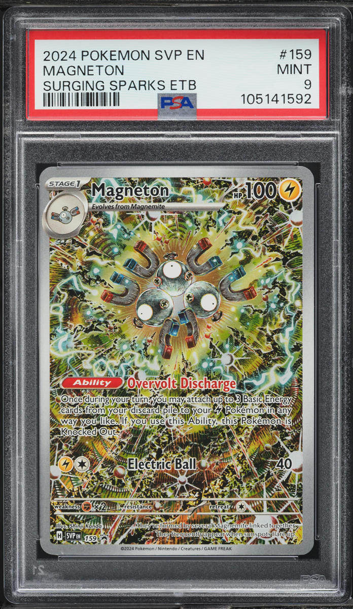 2024 Pokemon SV Black Star Promo Surging Sparks ETB Magneton #159 PSA 9 ...