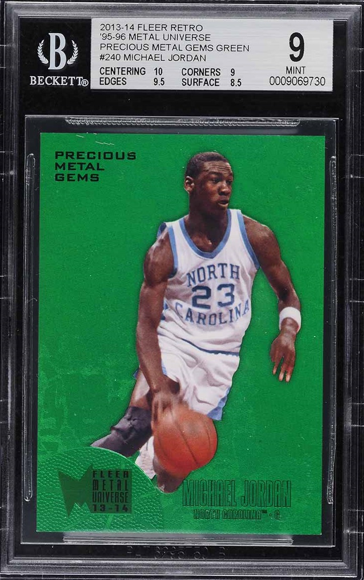 2013 Fleer Retro Precious Metal Gems Michael Jordan PMG GREEN 1/10 #240 ...
