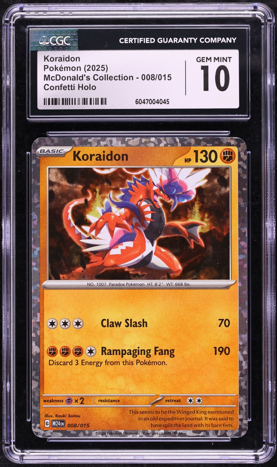 2025 Pokemon SV McDonald's Collection Confetti Holo Koraidon #8 CGC 10 ...