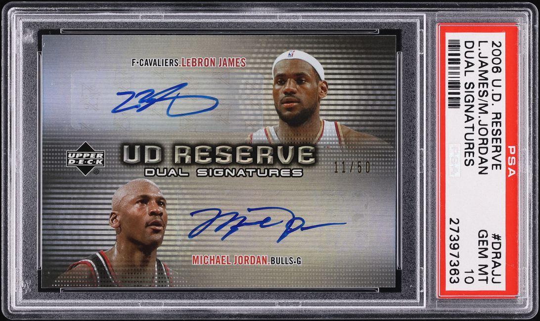 2006 UD Reserve Dual LeBron James & Michael Jordan AUTO /50 #DRA-JJ PSA ...