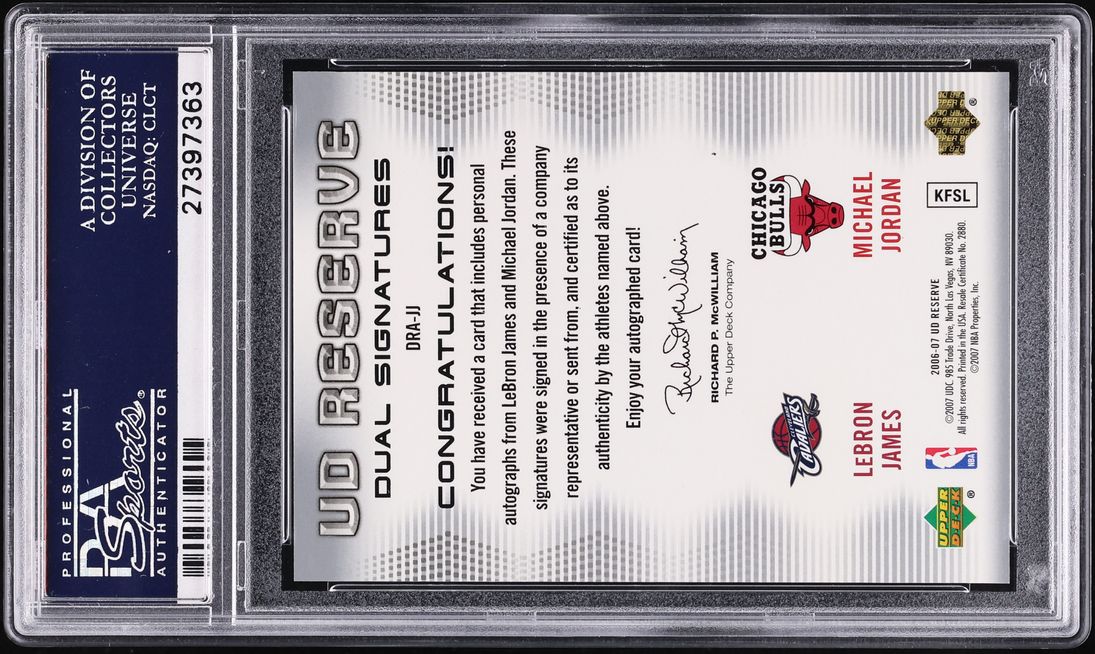 2006 UD Reserve Dual LeBron James & Michael Jordan AUTO /50 #DRA-JJ PSA ...