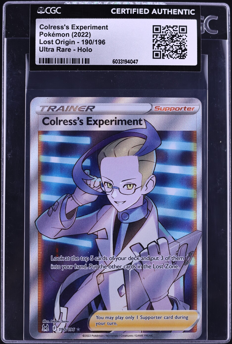 2022 Pokemon SWSH Lost Origin Full Art Colress's Experiment #190 CGC ...