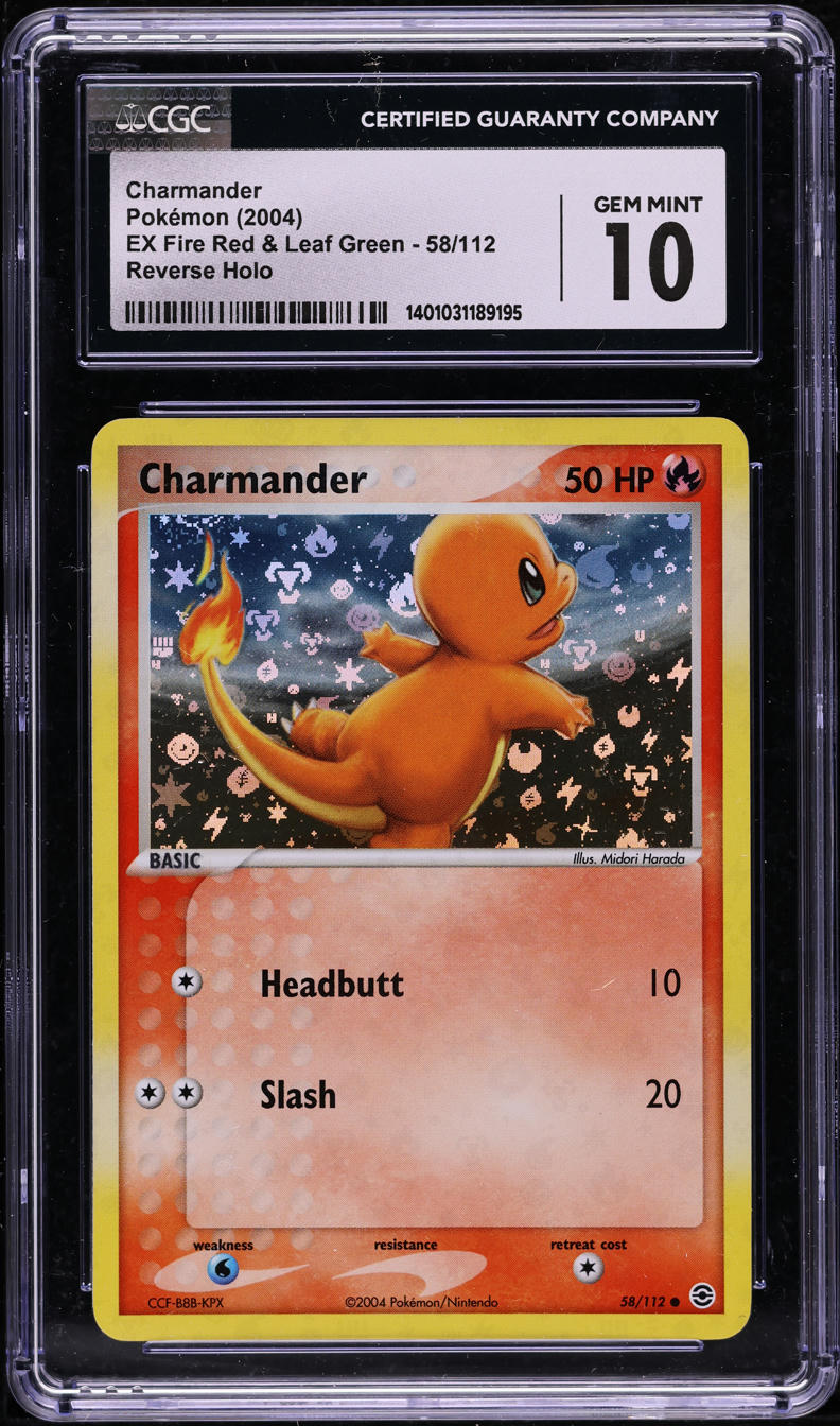 2004 Pokemon EX Fire Red & Leaf Green Reverse Holo Charmander #58 CGC ...