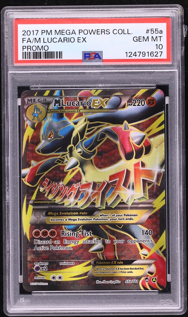 2017 Pokemon XY Mega Powers Promo Full Art M Lucario Ex #55a PSA 10 GEM ...