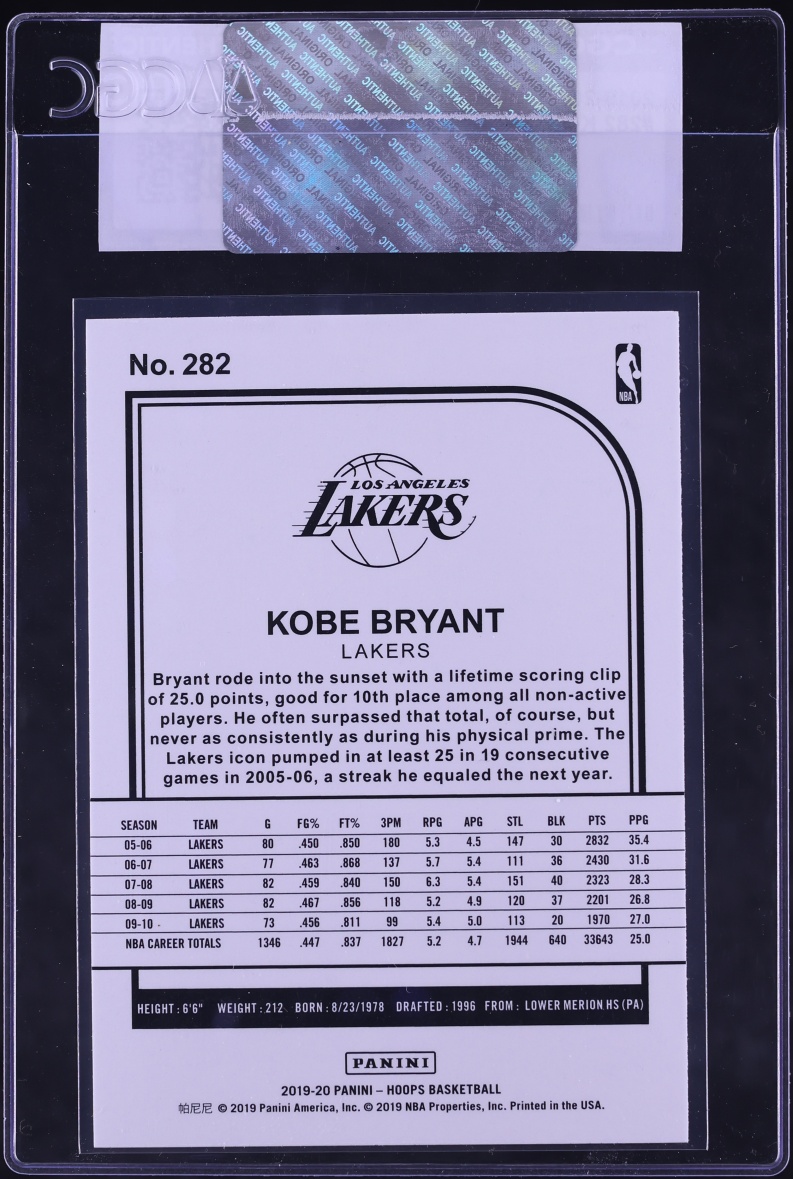 2019 Hoops Winter Kobe Bryant #282 CGC AUTH on Fanatics Collect
