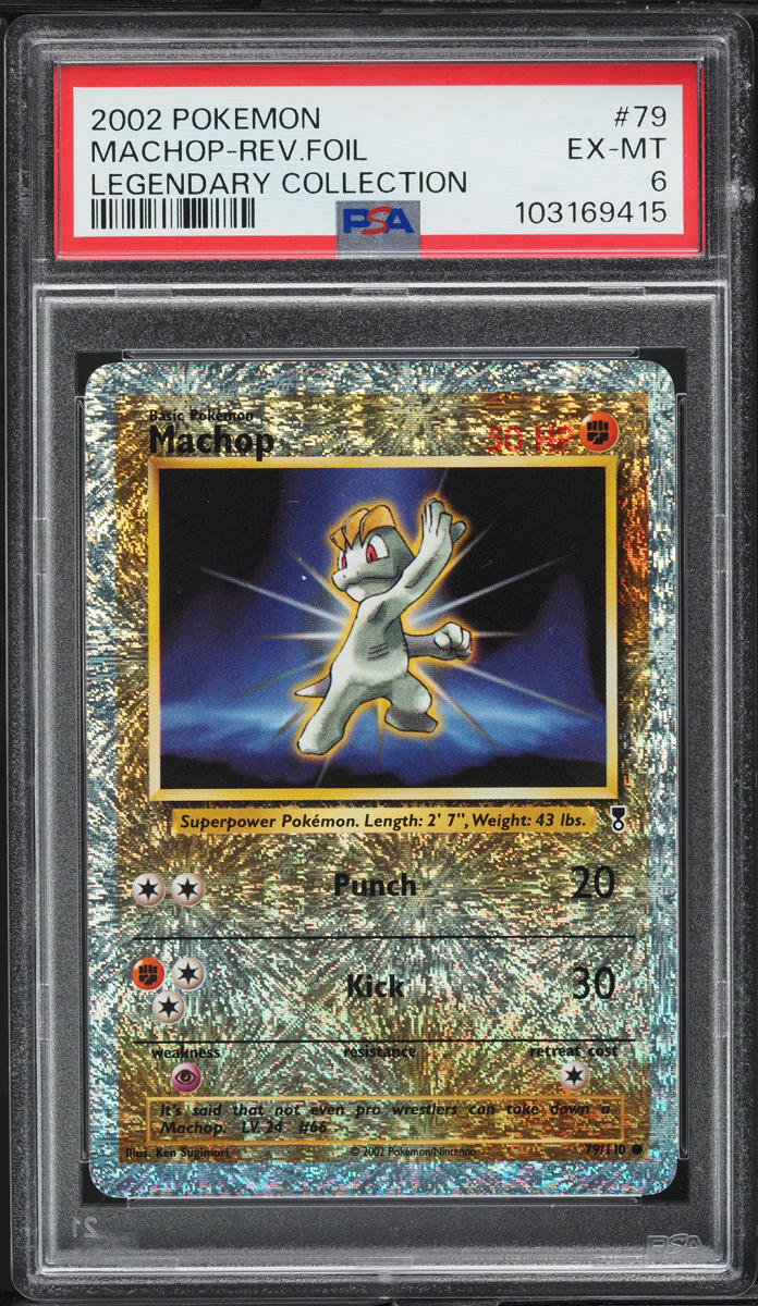 2002 Pokemon Legendary Collection Reverse Holo Machop #79 PSA 6 EXMT on ...