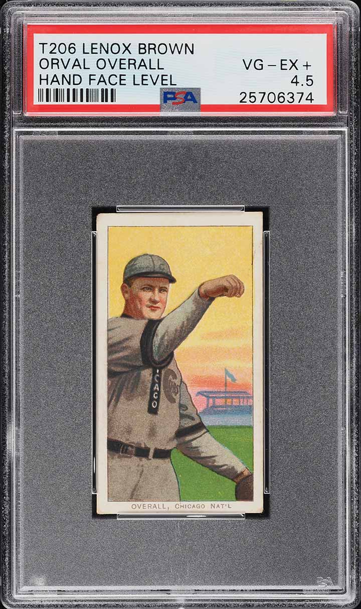 1909-11 T206 Orval Overall HAND FACE LEVEL, LENOX BROWN PSA 4.5 VGEX+ ...