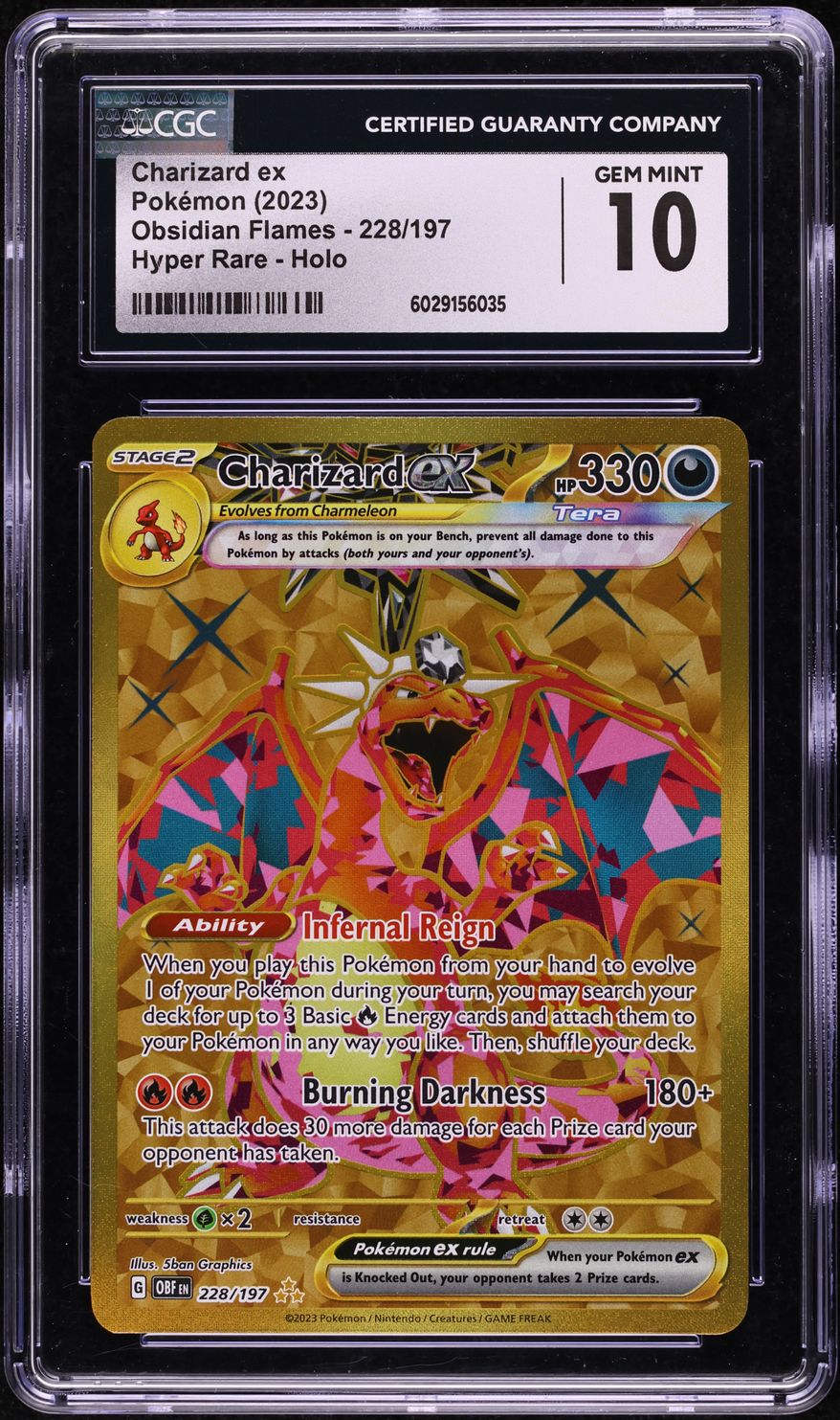 2023 Pokemon SV Obsidian Flames Hyper Rare Charizard ex #228 CGC 10 GEM ...