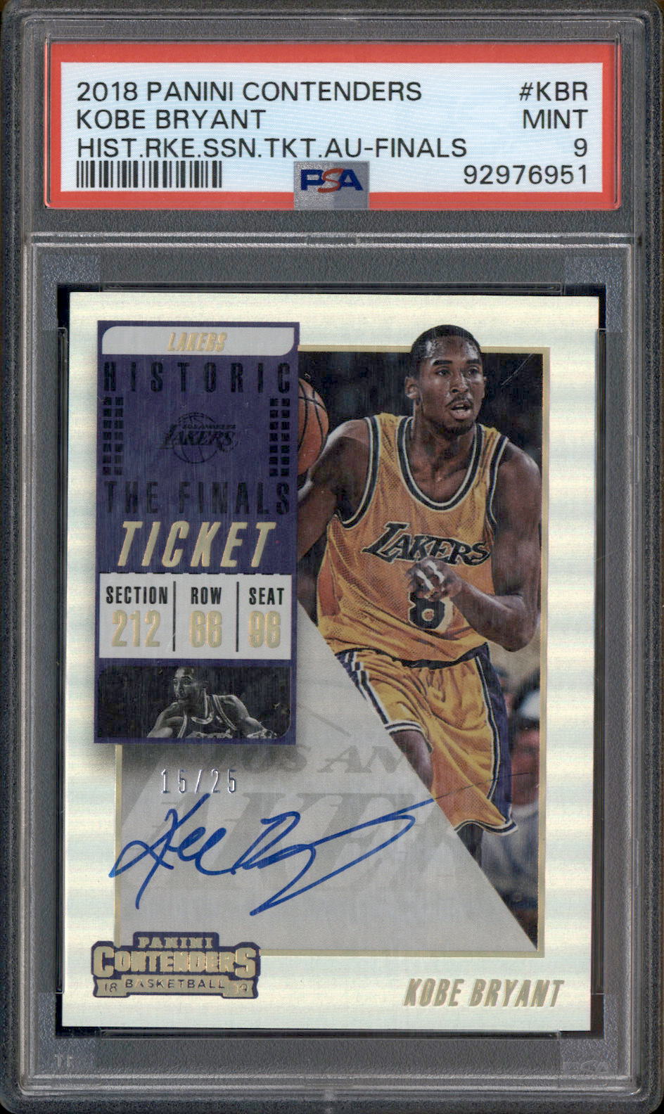 2018 Contenders Historic The Finals Ticket Autograph Kobe Bryant Auto ...