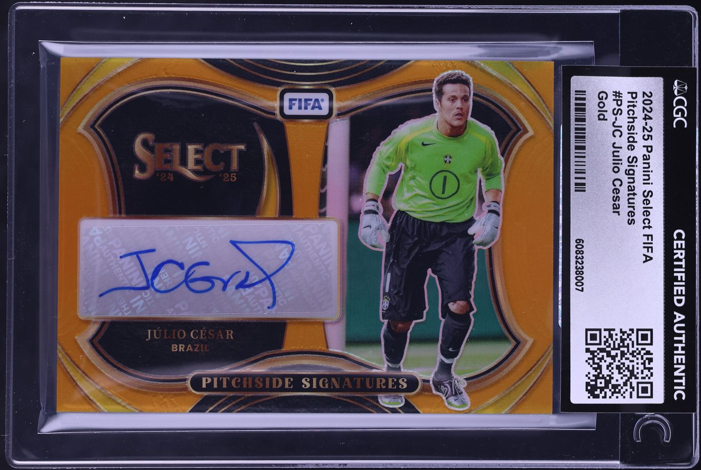 2024 Select FIFA Pitchside Signatures Gold Julio Cesar AUTO /10 #PS-JC ...