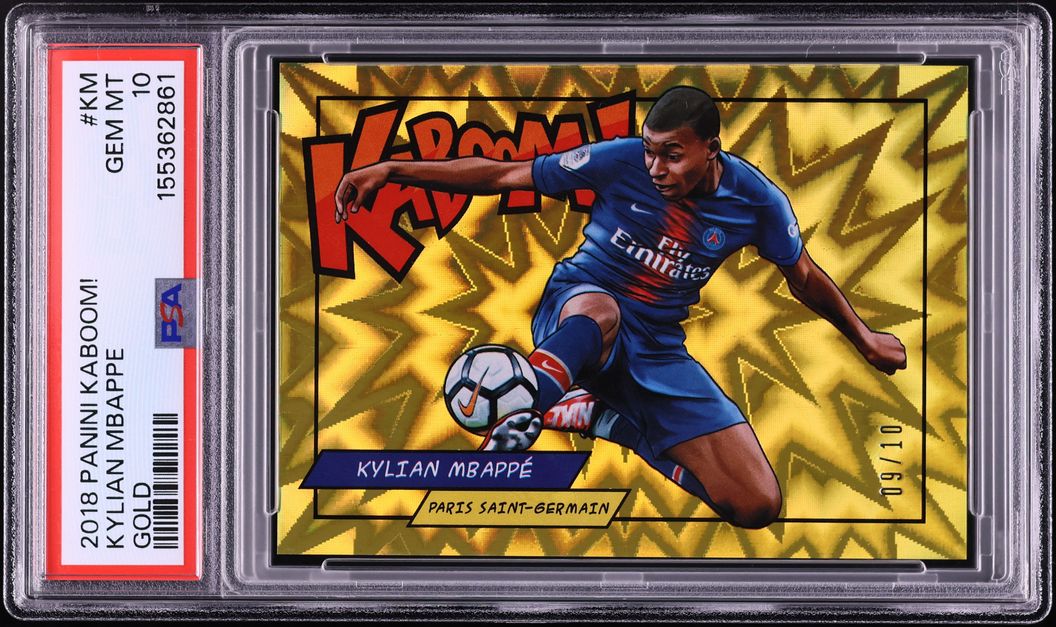 2018 Panini Kaboom! Gold Kylian Mbappe ROOKIE /10 #K-KM PSA 10 GEM MINT ...