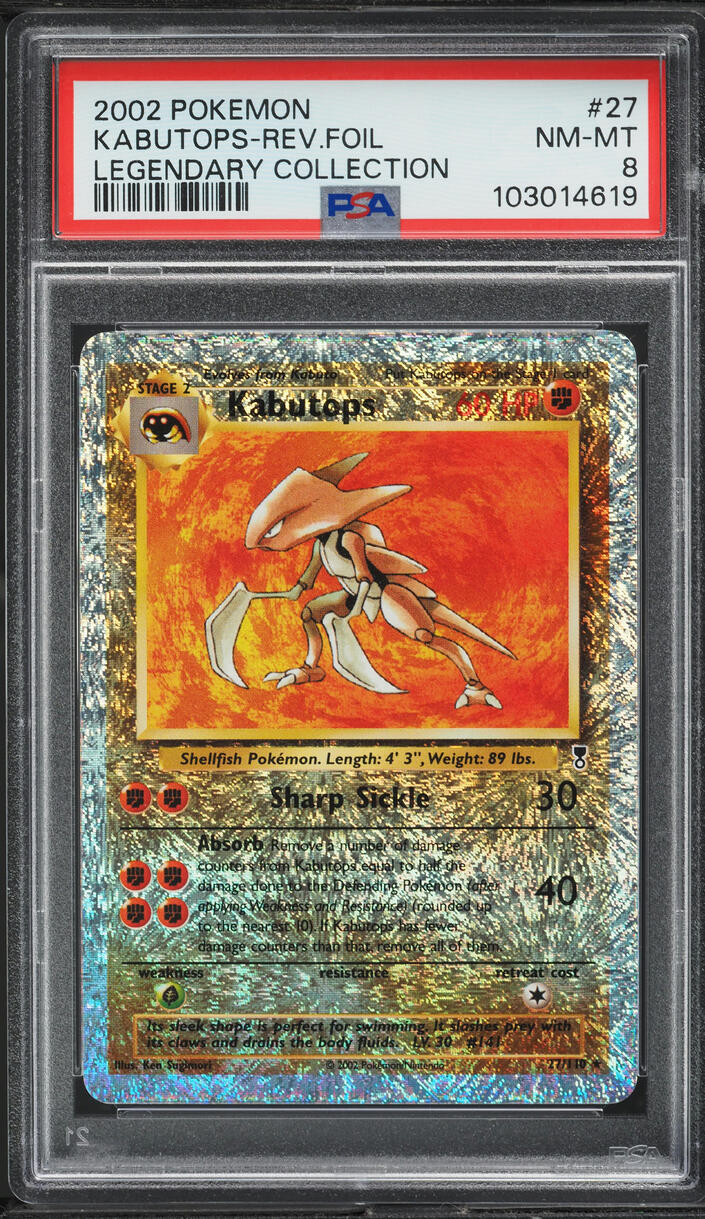 2002 Pokemon Legendary Collection Reverse Holo Kabutops #27 PSA 8 NM-MT ...