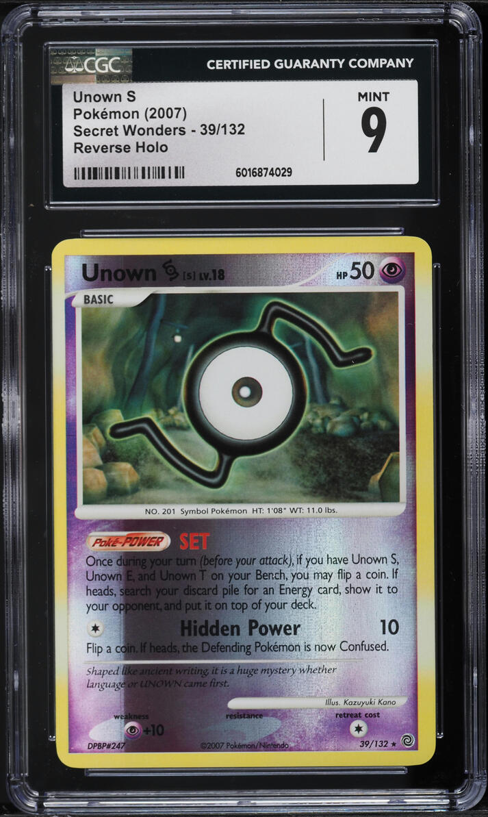 2007 Pokemon Diamond & Pearl Secret Wonders Reverse Holo Unown S #39 CGC 9 MINT on Fanatics Collect