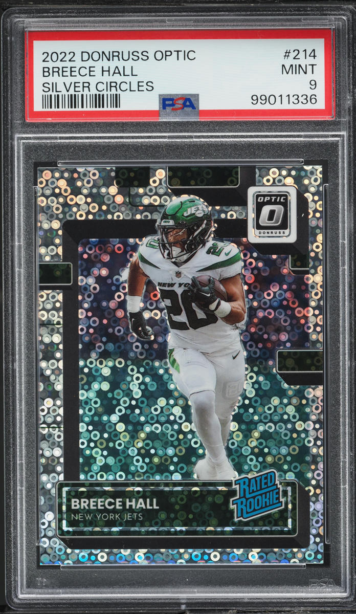 2022 Donruss Optic Silver Circles Breece Hall ROOKIE /125 #214 PSA 9 MINT on Fanatics Collect