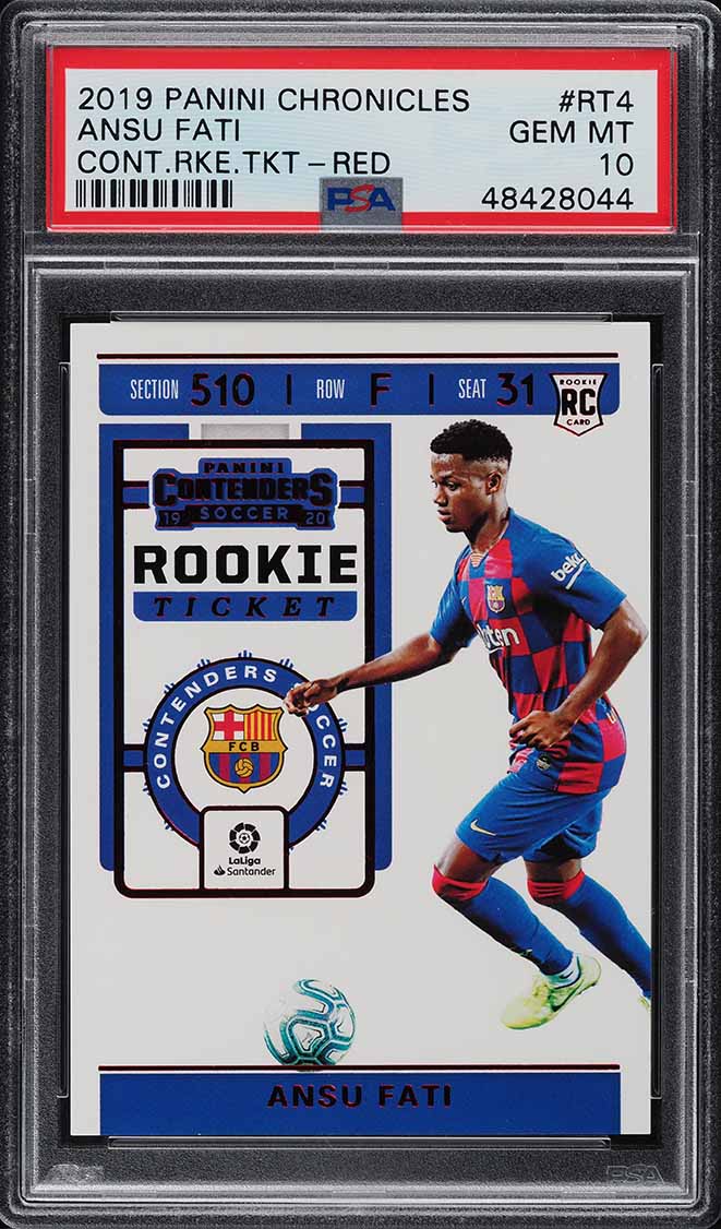 2019 Panini Chronicles Contenders Ticket Red Ansu Fati ROOKIE #RT-4 PSA ...