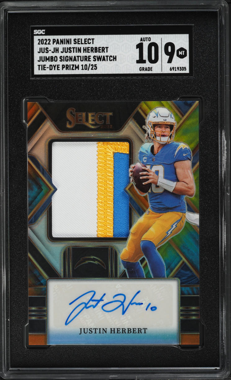 2022 Select Swatch Tie-Dye Prizm Justin Herbert PATCH AUTO 10/25 #JUS ...