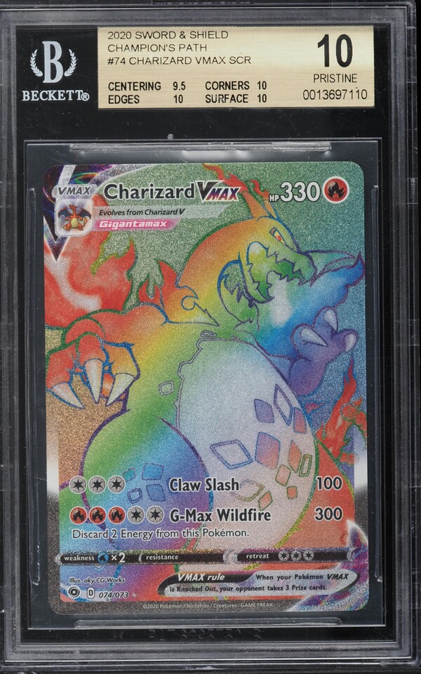 2020 Pokemon SWSH Champions Path Hyper Rare Charizard VMAX #74 BGS 10 ...