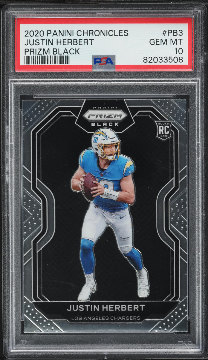 2020 Panini Chronicles Prizm Black Justin Herbert ROOKIE #PB-3 PSA 10 ...