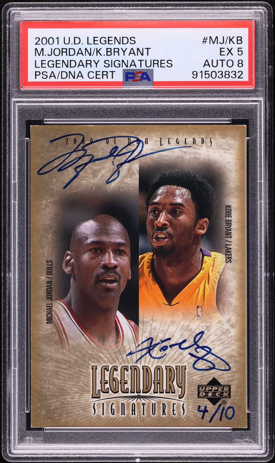 2001 Upper Deck Legends Michael Jordan & Kobe Bryant AUTO DNA 8 /10 PSA ...
