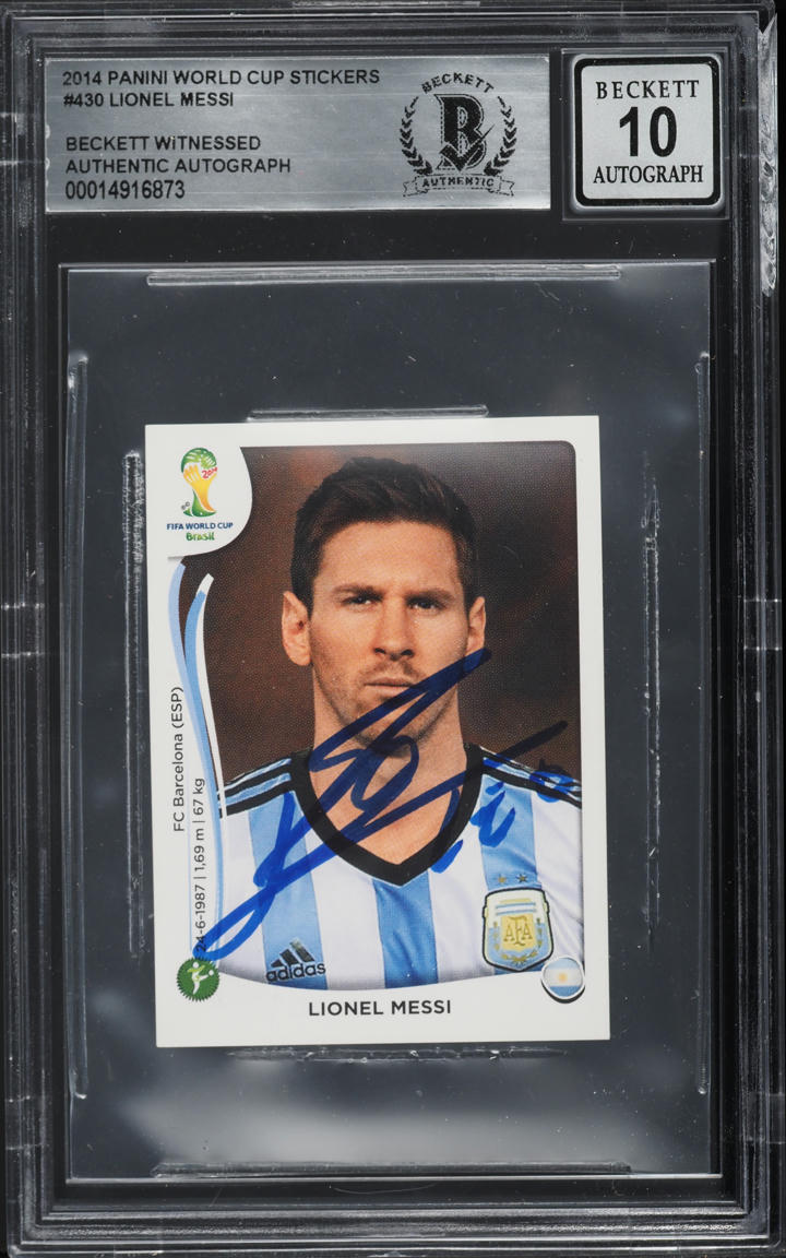 2014 Panini World Cup Stickers Lionel Messi AUTO #430 BAS BGS AUTH on ...