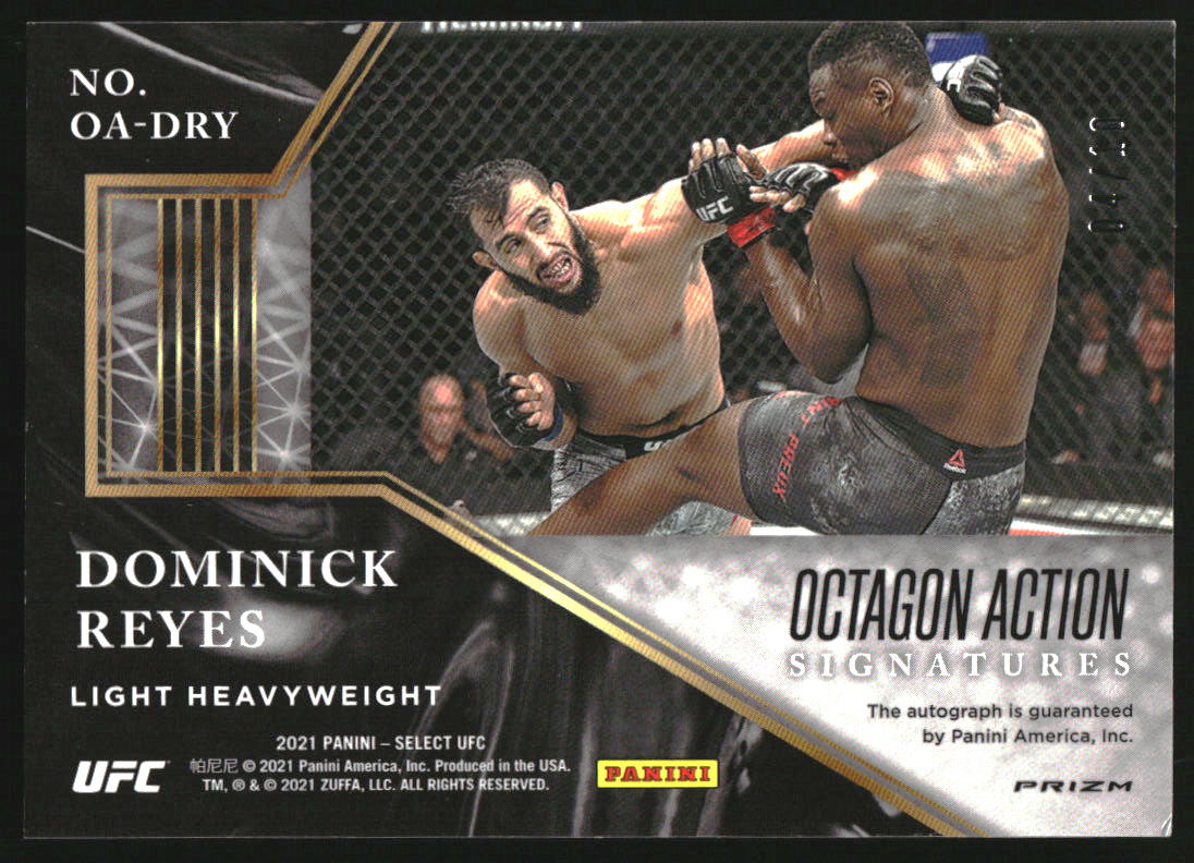 2021 Select UFC Octagon Action Signatures Prizms Gold Dominick Reyes ...