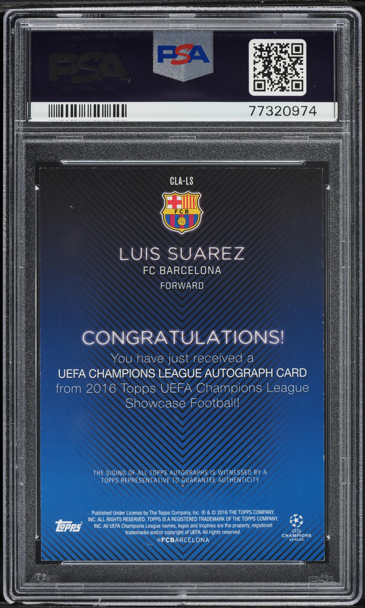 2015 Topps UEFA Luis Suarez AUTO #CLA-LS PSA 9 MINT on Fanatics Collect
