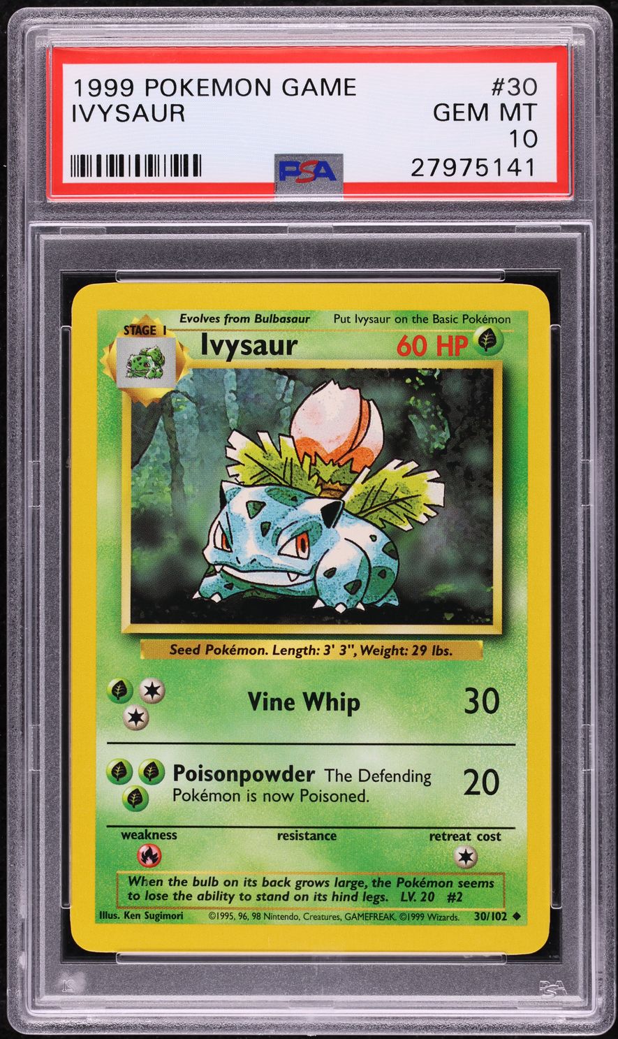 1999 Pokemon Base Set Ivysaur #30 PSA 10 GEM MINT on Fanatics Collect