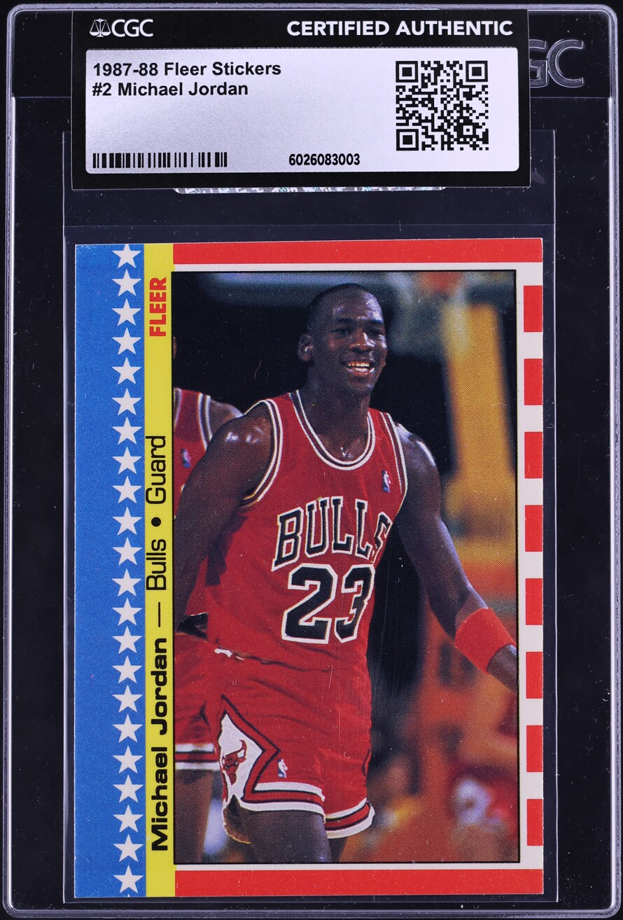 1987 Fleer Stickers Michael Jordan #2 CGC AUTH on Fanatics Collect