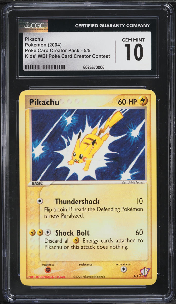 2004 Pokemon Kids' WB! Poke Card Creator Pikachu #5 CGC 10 GEM MINT on ...