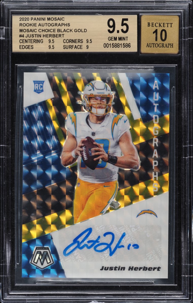 2020 Panini Mosaic Choice Black Gold Justin Herbert ROOKIE AUTO /8 #RA4 ...