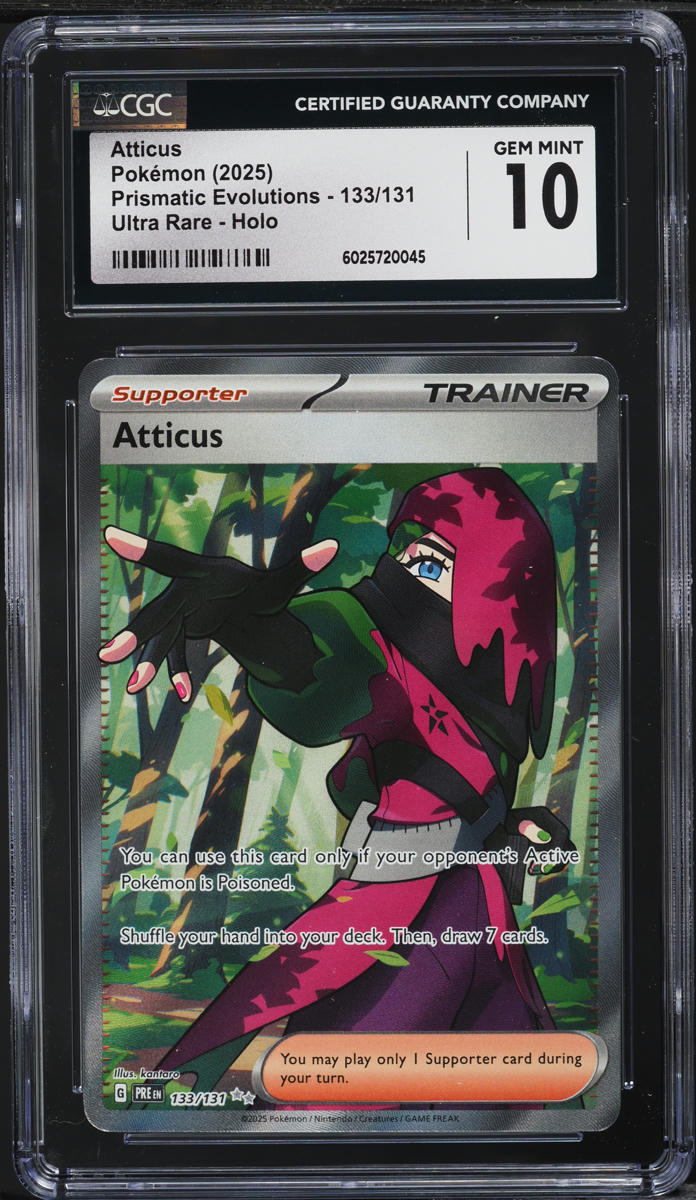 2025 Pokemon SV Prismatic Evolutions Full Art Atticus #133 CGC 10 GEM ...