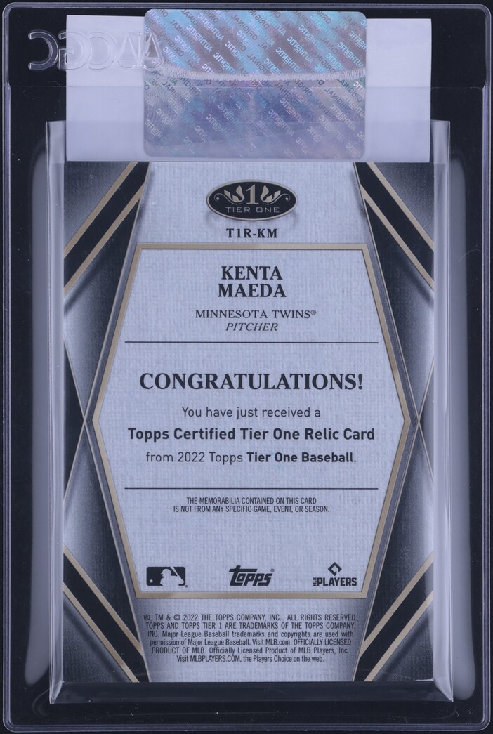 2022 Topps Tier One Kenta Maeda PATCH /349 #T1R-KM CGC AUTH on Fanatics Collect