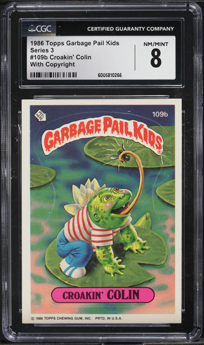 1986 Topps Garbage Pail Kids Stickers Croakin' Colin WITH COPYRIGHT ...