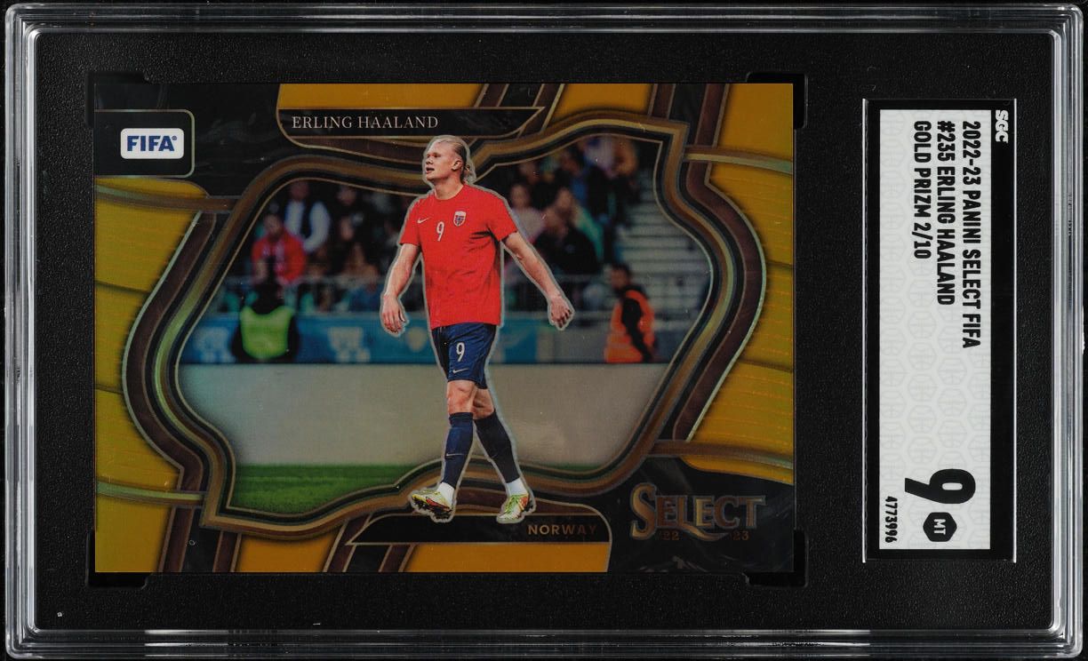 2022 Select FIFA Field Level Gold Prizm Erling Haaland /10 #235 SGC 9 ...