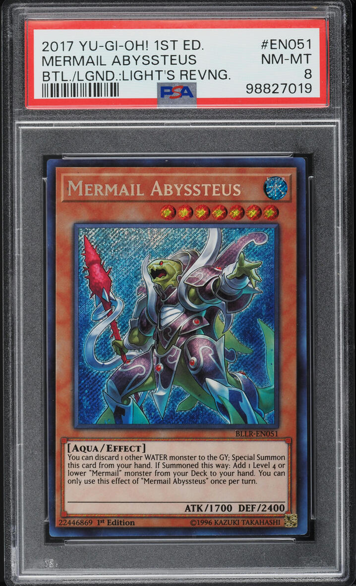 2017 Yu-Gi-Oh! BLLR 1st Edition Mermail Abyssteus #BLLR-EN051 PSA 8 NM ...