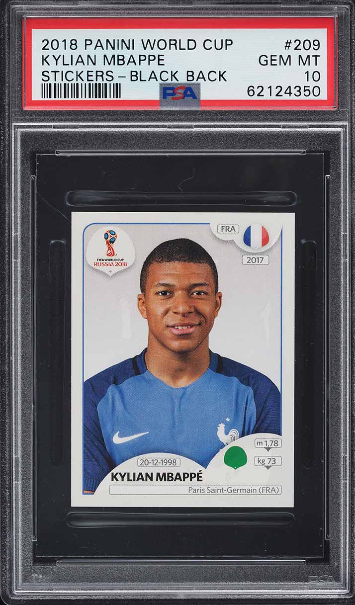 2018 Panini World Cup Stickers Black Back Kylian Mbappe ROOKIE #209 PSA ...