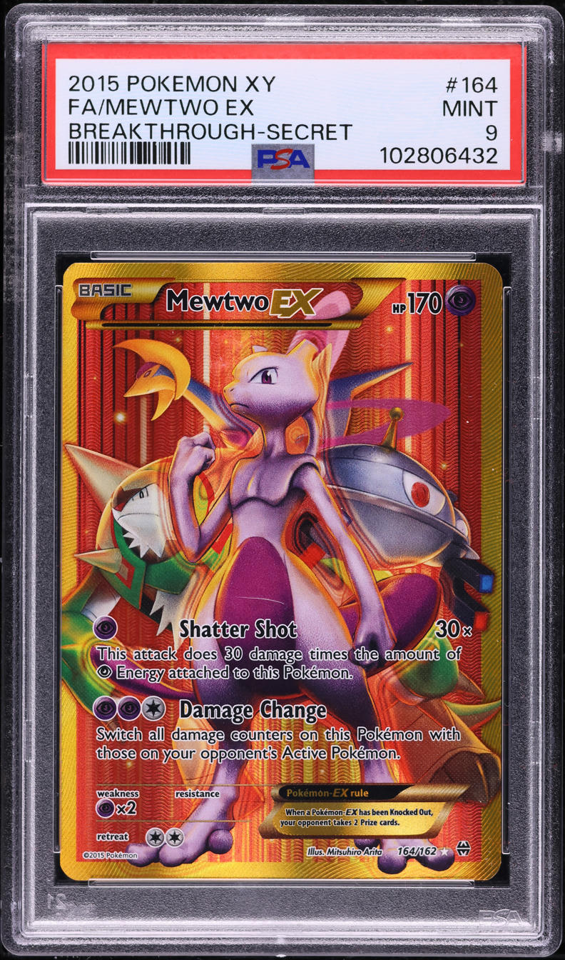 2015 Pokemon XY BREAKthrough Secret Rare Full Art Mewtwo EX #164 PSA 9 ...