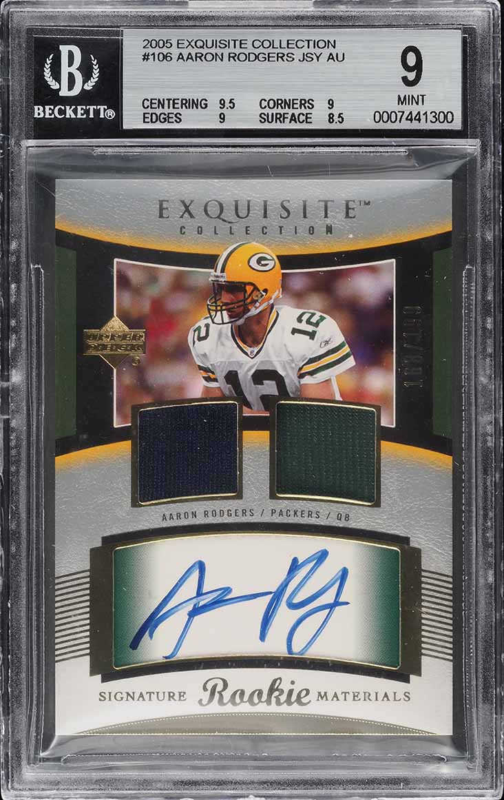 2005 Exquisite Collection Aaron Rodgers ROOKIE PATCH AUTO /199 #106 BGS ...