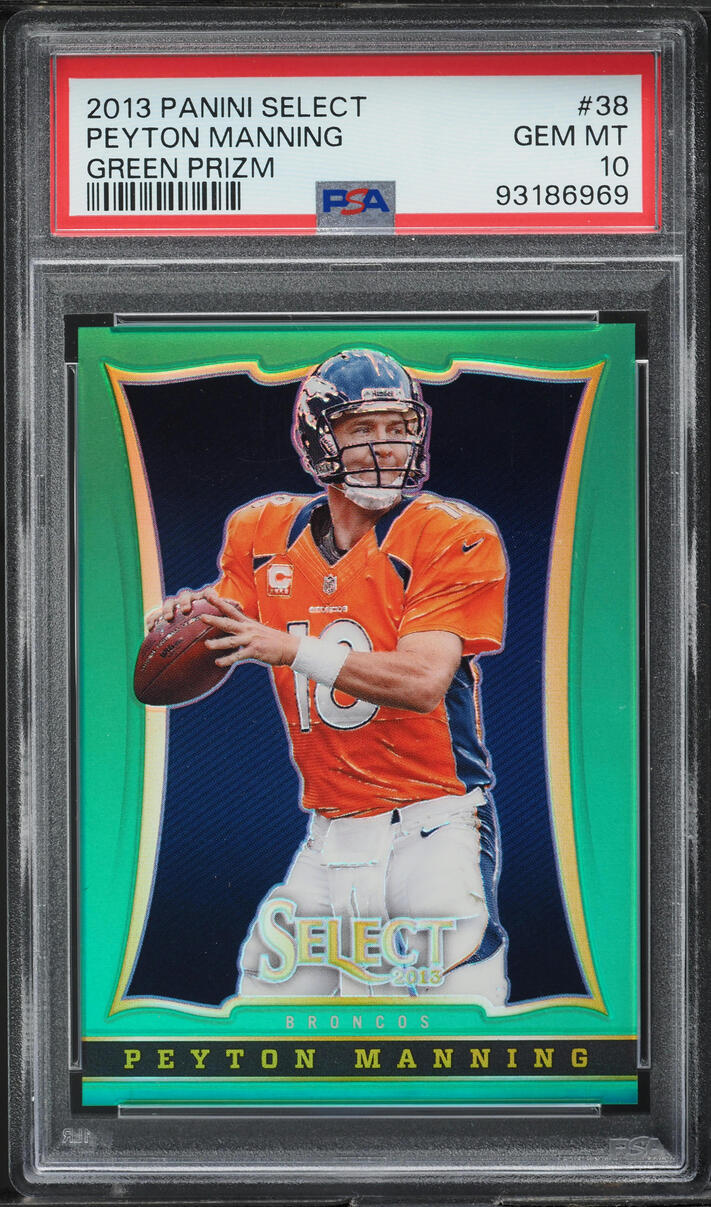 2013 Select Green Prizm Peyton Manning 1/15 #38 PSA 10 GEM MINT on ...