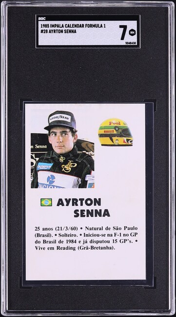 1985 Impala Calendar Formula 1 Ayrton Senna ROOKIE #28 SGC 7 NRMT on ...
