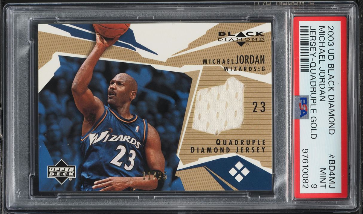 2003 Black Diamond Quadruple Gold Michael Jordan PATCH /25 #BD4-MJ PSA ...
