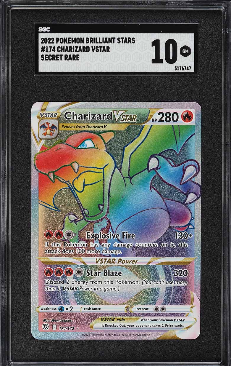 2022 Pokemon SWSH Brilliant Stars Hyper Rare Charizard VSTAR #174 SGC ...