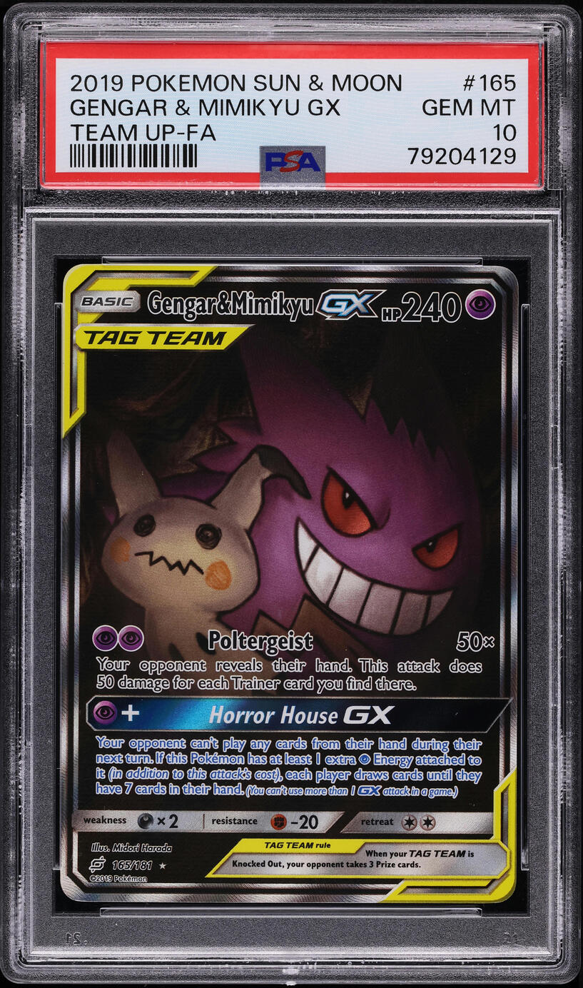 2019 Pokemon Sun & Moon Team Up Alt Art Gengar & Mimikyu GX #165 PSA 10 GEM MINT on Fanatics Collect