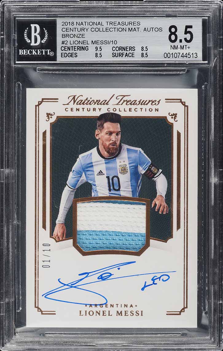 2018 National Treasures Century Bronze Lionel Messi PATCH AUTO 1/10 #2 ...