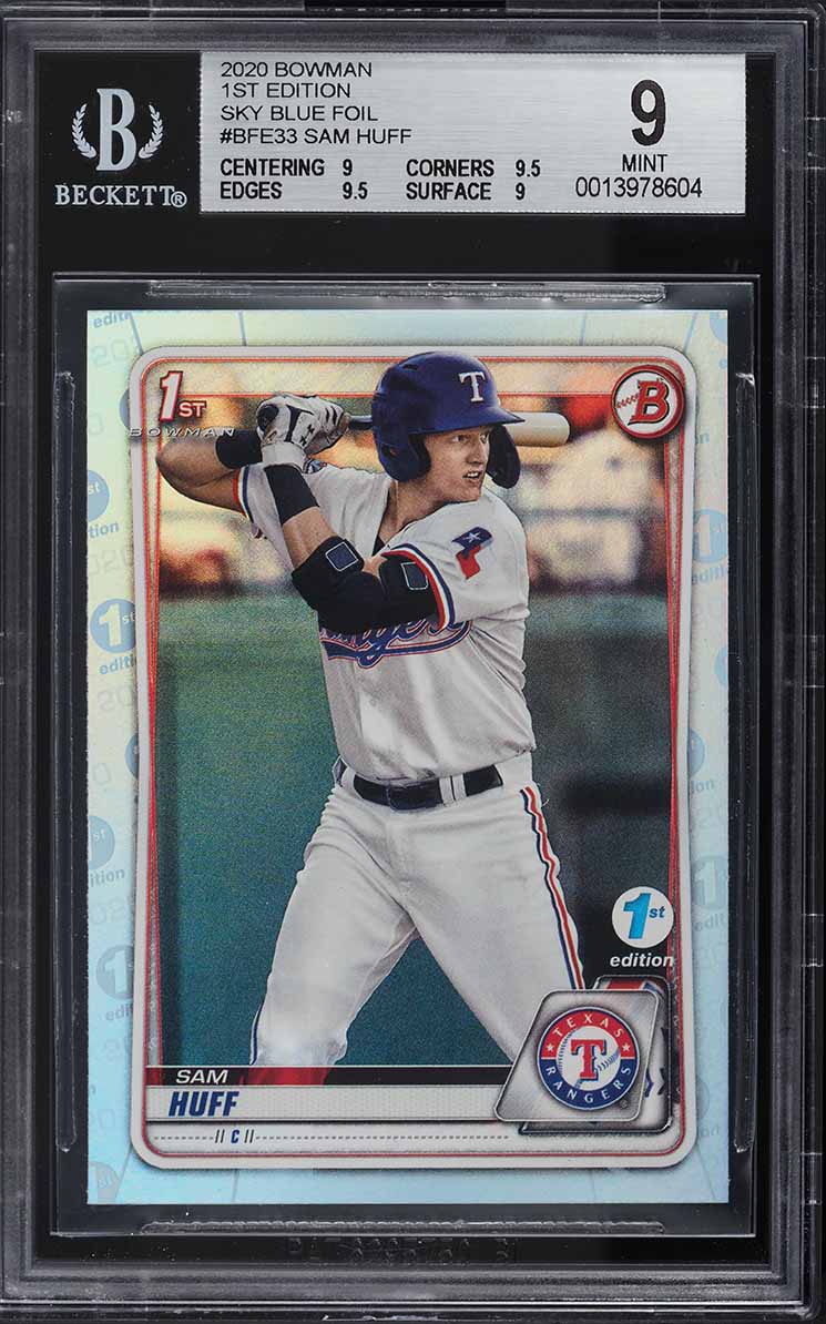 2020 Bowman 1st Edition Sky Blue Foil Sam Huff ROOKIE #BFE-33 BGS 9 ...